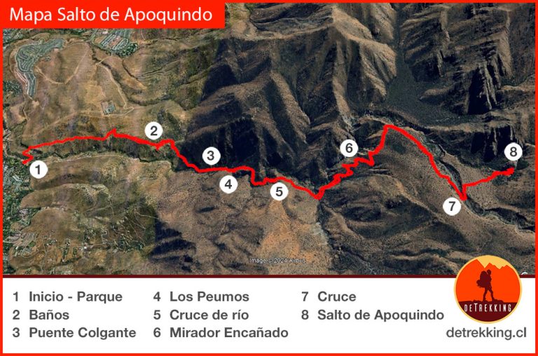 Mapa del Salto de Apoquinoid - Rutas de Trekking en Chile